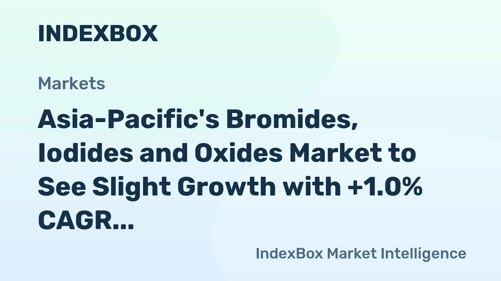 Asia-Pacific's Bromides, Iodides and Oxides Market to See Slight Growth with +1.0% CAGR, Reaching $1.6B by 2035