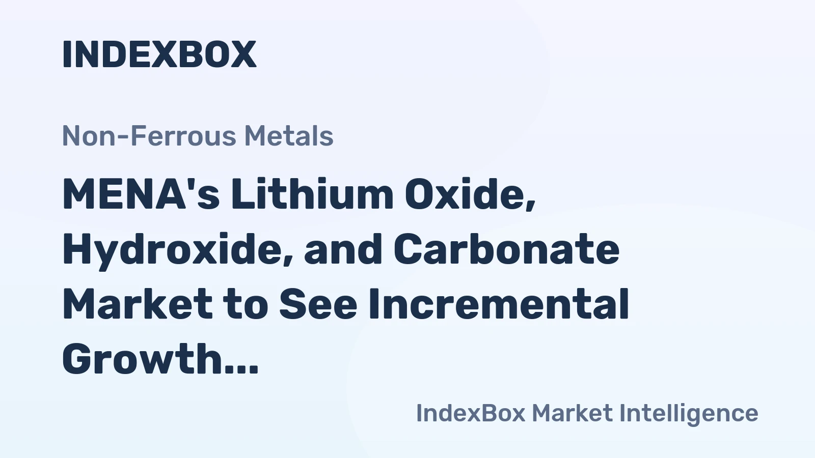 MENA's Lithium Oxide, Hydroxide, and Carbonate Market to See Incremental Growth with Market Volume Reaching 2.3K Tons and Market Value of $35M by 2035