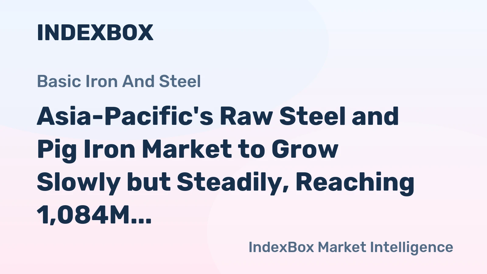 Asia-Pacific's Raw Steel and Pig Iron Market to Grow Slowly but Steadily, Reaching 1,084M tons and $554B by 2035