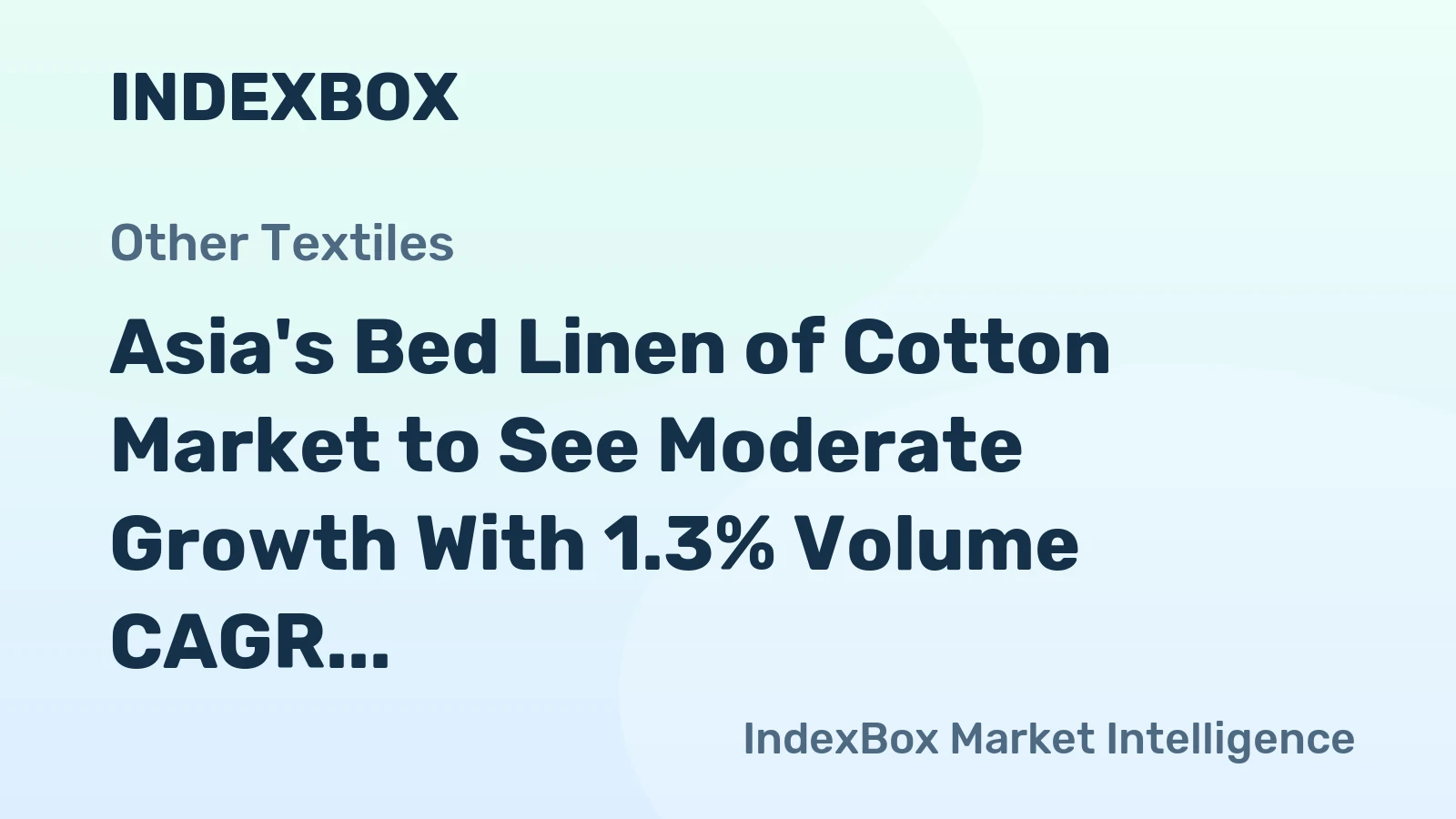 Asia's Bed Linen of Cotton Market to See Moderate Growth With 1.3% Volume CAGR Through 2035