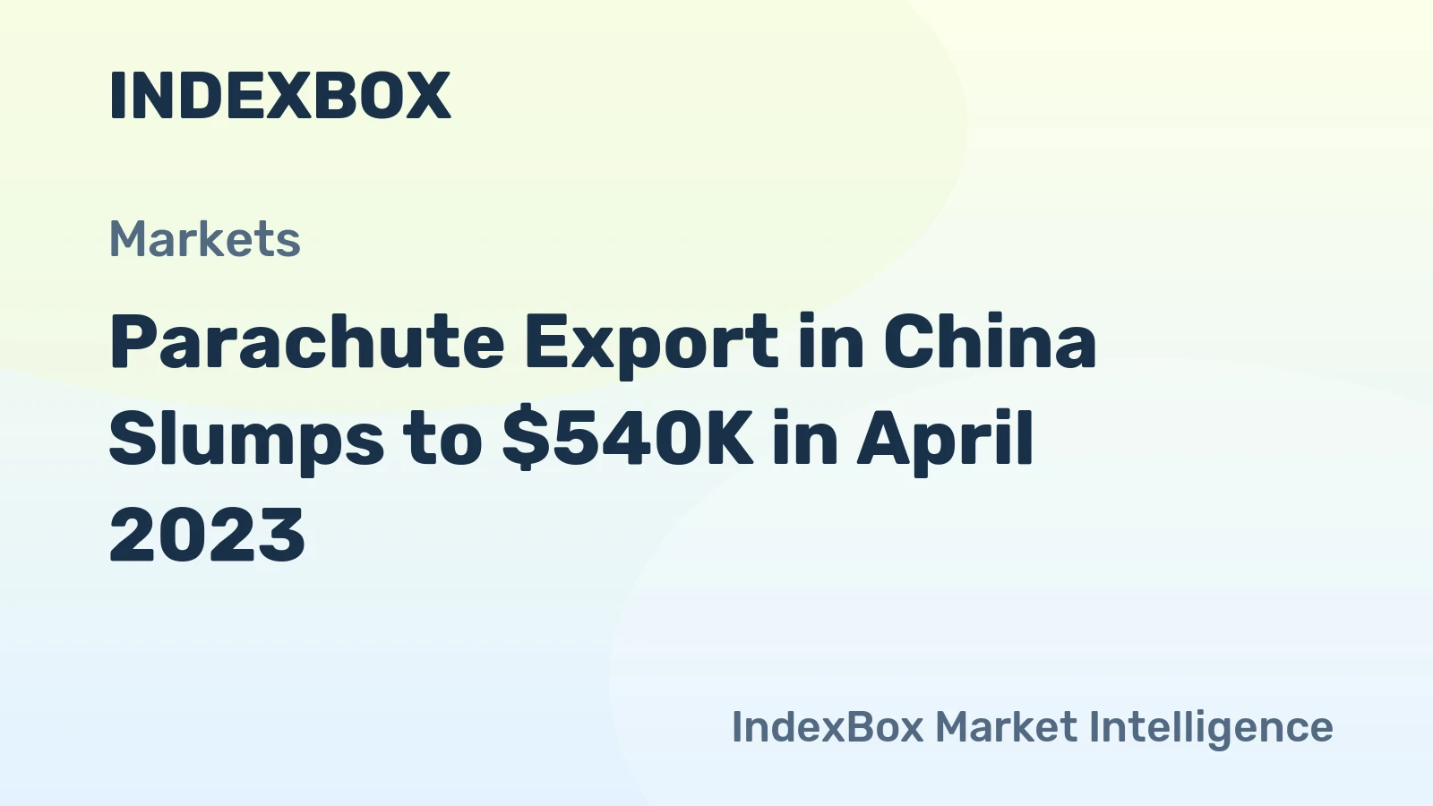 Parachute Export in China Slumps to $540K in April 2023