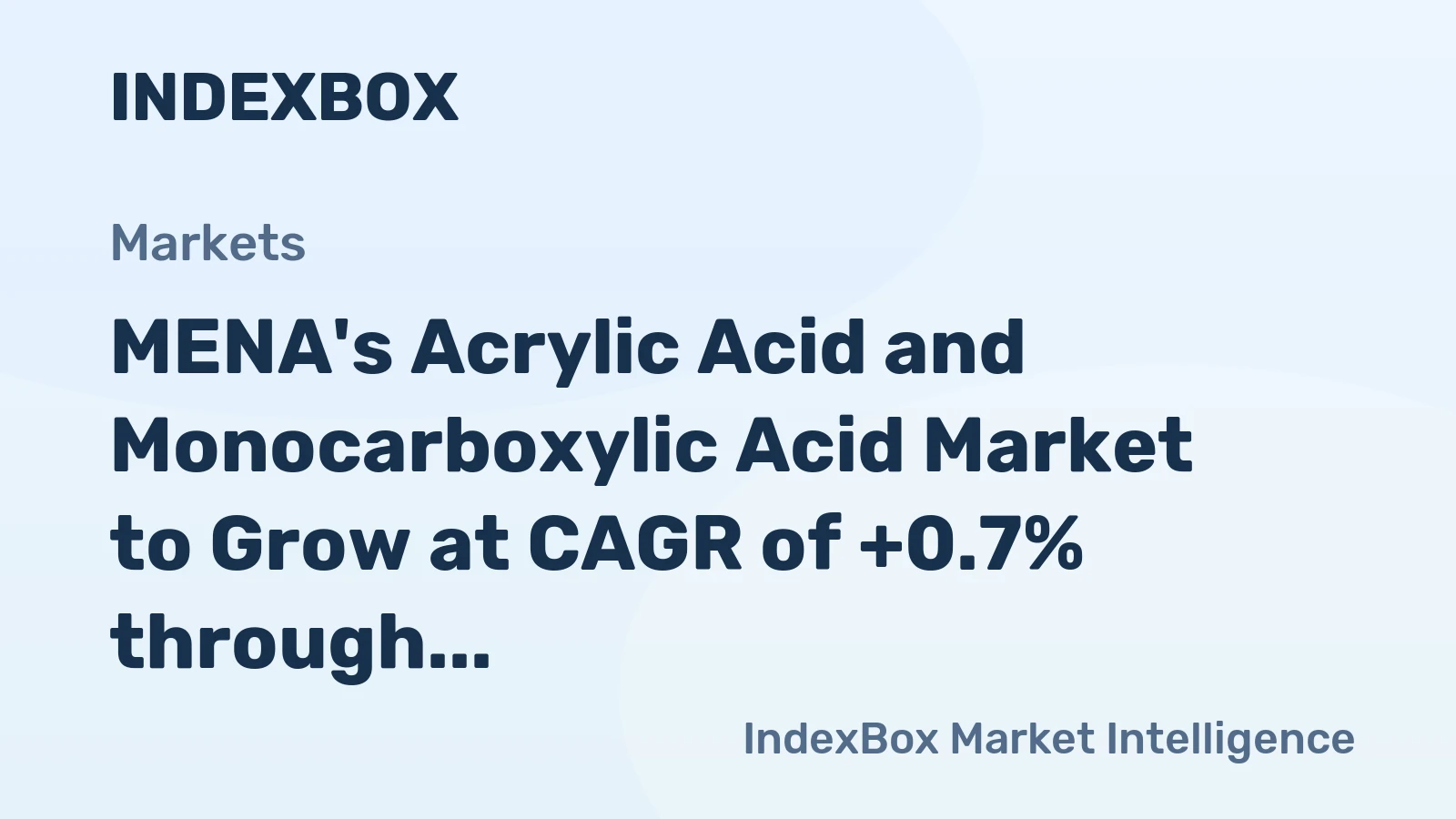 MENA's Acrylic Acid and Monocarboxylic Acid Market to Grow at CAGR of +0.7% through 2035