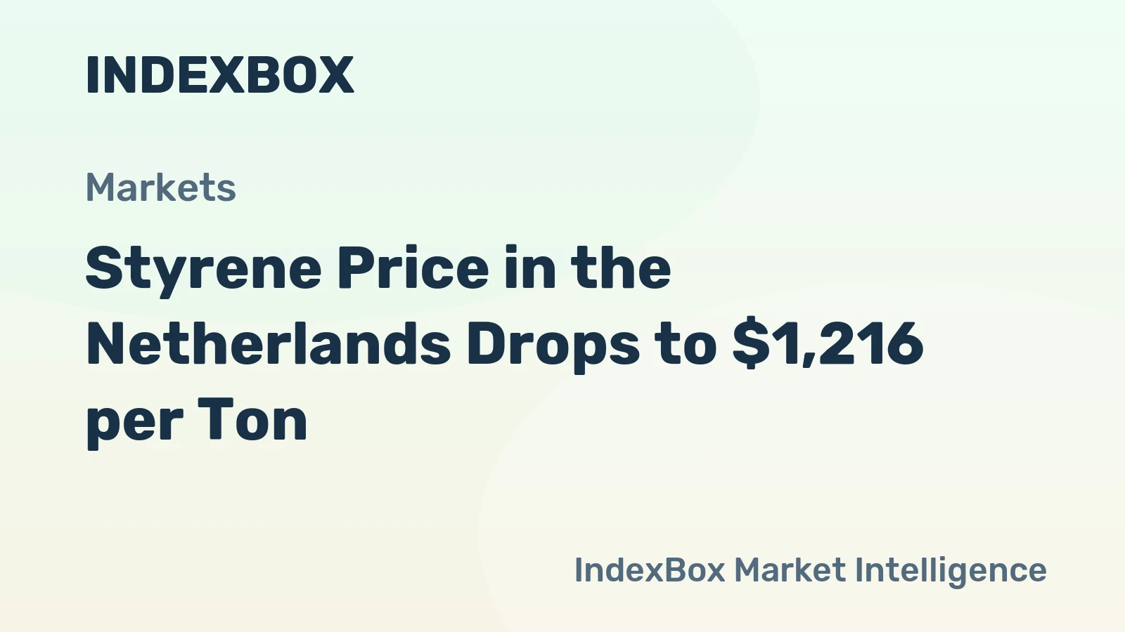 Styrene Price in the Netherlands Drops to $1,216 per Ton