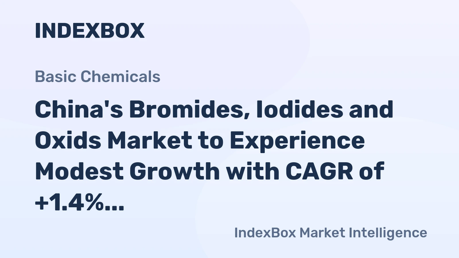 China's Bromides, Iodides and Oxids Market to Experience Modest Growth with CAGR of +1.4% in Volume and +2.5% in Value from 2024 to 2035