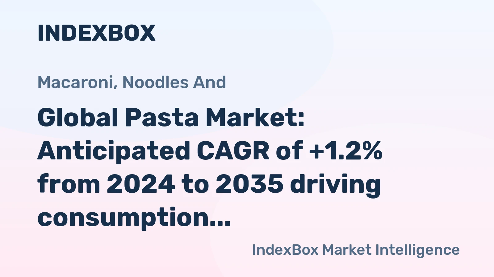 Global Pasta Market: Anticipated CAGR of +1.2% from 2024 to 2035 driving consumption trends
