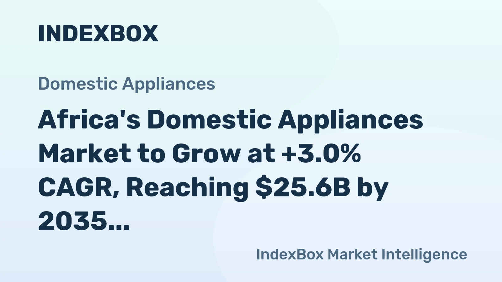 Africa's Domestic Appliances Market to Grow at +3.0% CAGR, Reaching $25.6B by 2035