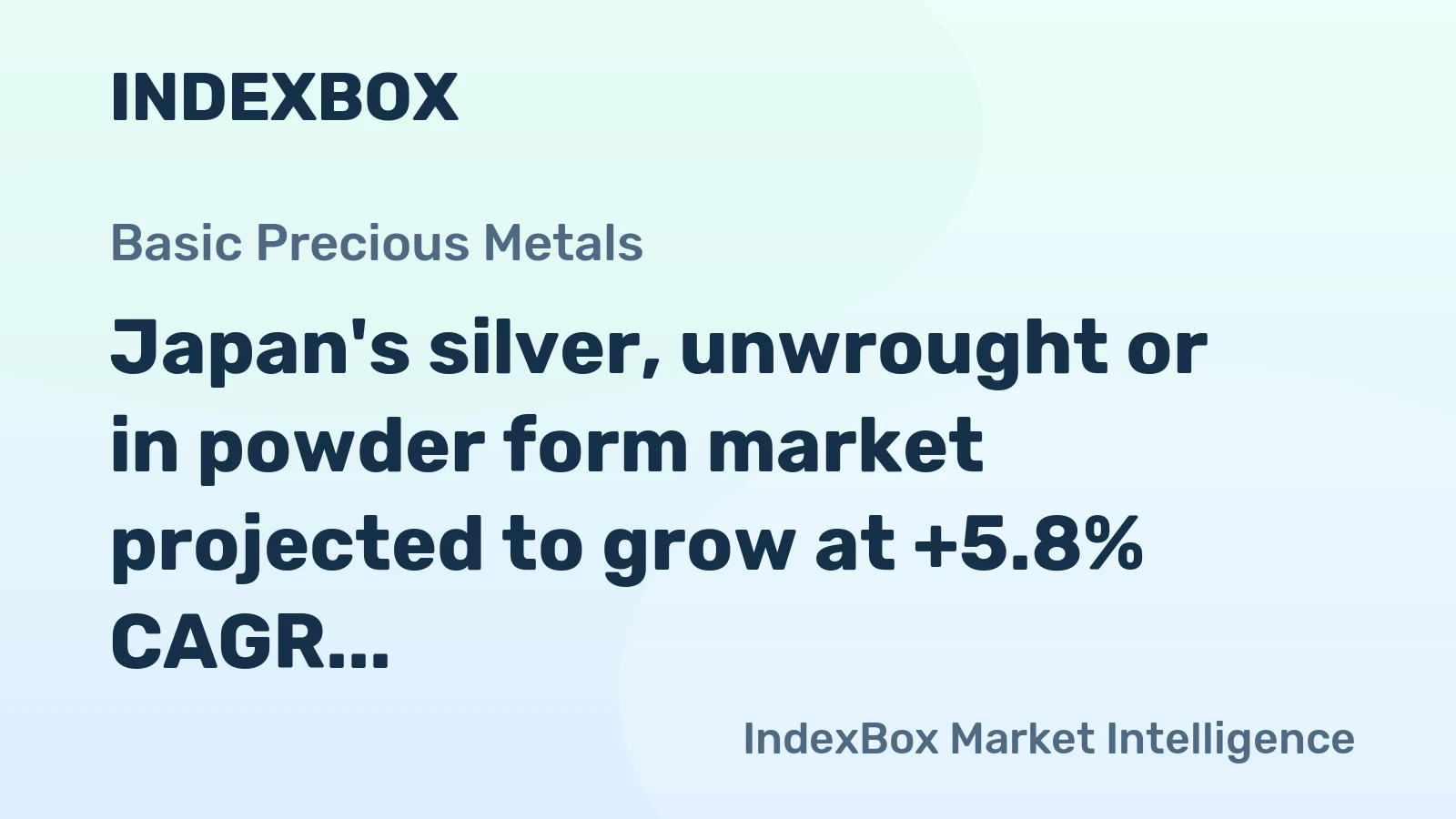 Japan's silver, unwrought or in powder form market projected to grow at +5.8% CAGR, reaching $2.4B by 2035