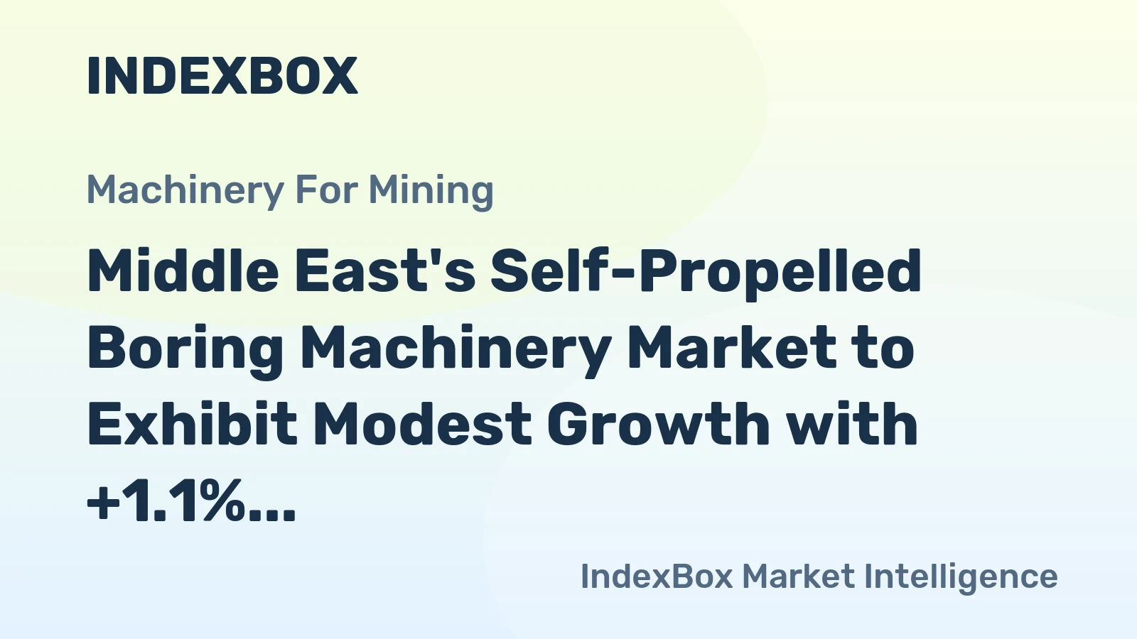 Middle East's Self-Propelled Boring Machinery Market to Exhibit Modest Growth with +1.1% CAGR