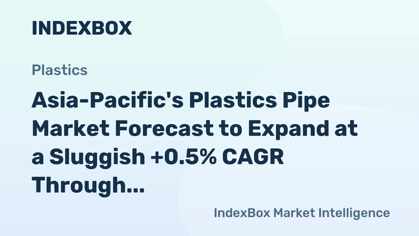 Asia-Pacific's Plastics Pipe Market Forecast to Expand at a Sluggish +0.5% CAGR Through 2035