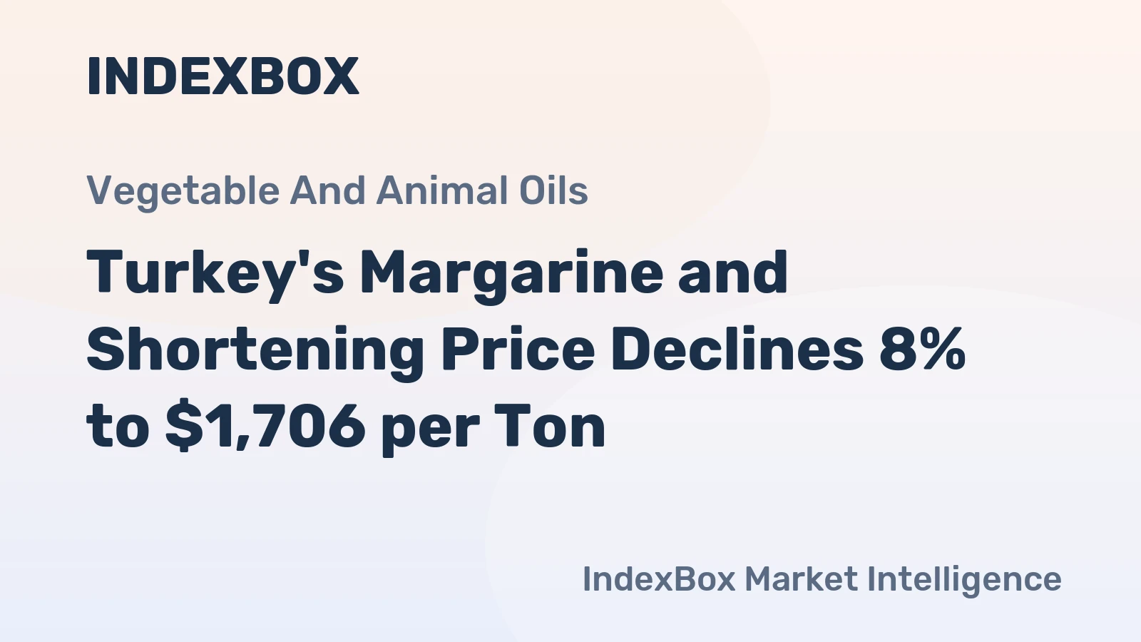 Turkey's Margarine and Shortening Price Declines 8% to $1,706 per Ton