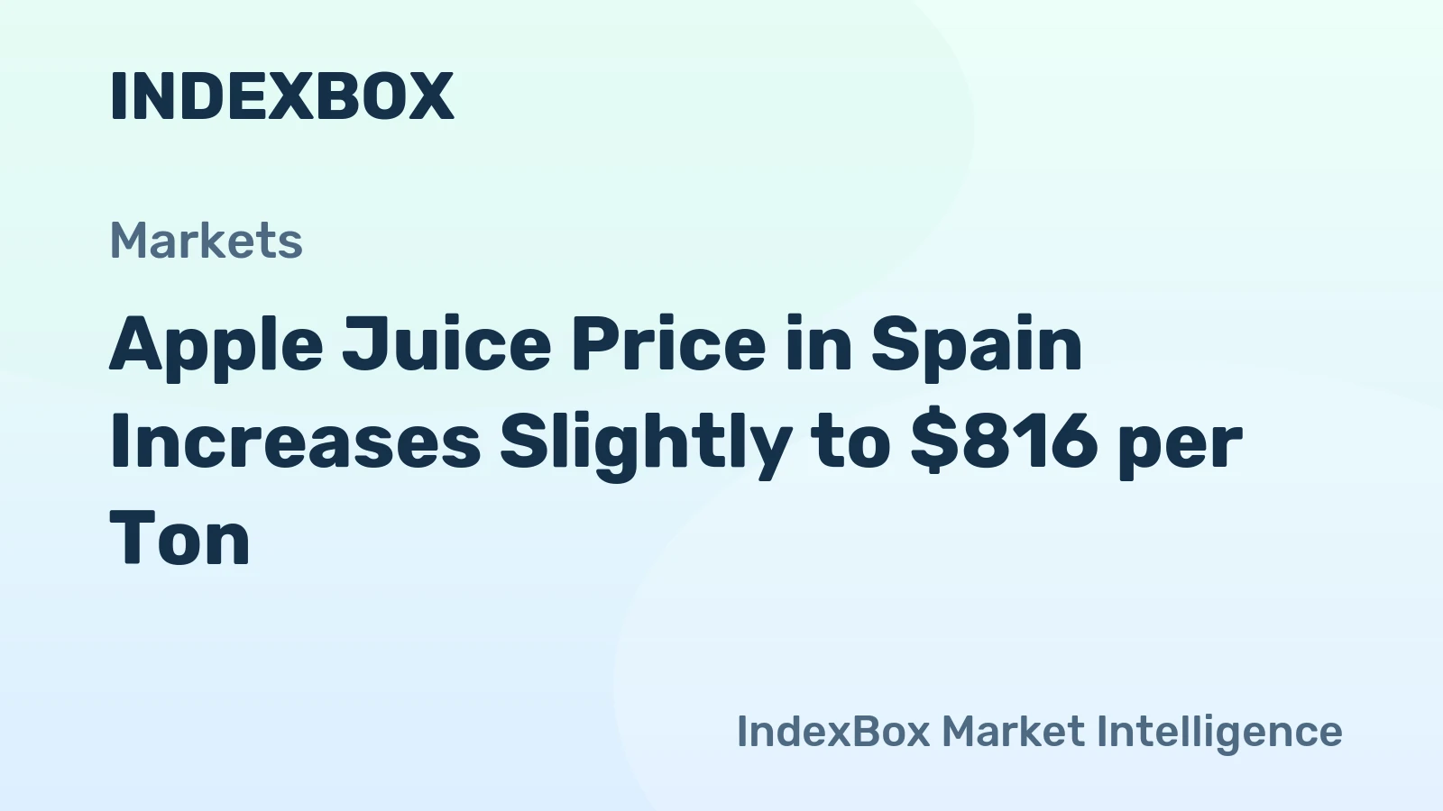 Apple Juice Price in Spain Increases Slightly to $816 per Ton