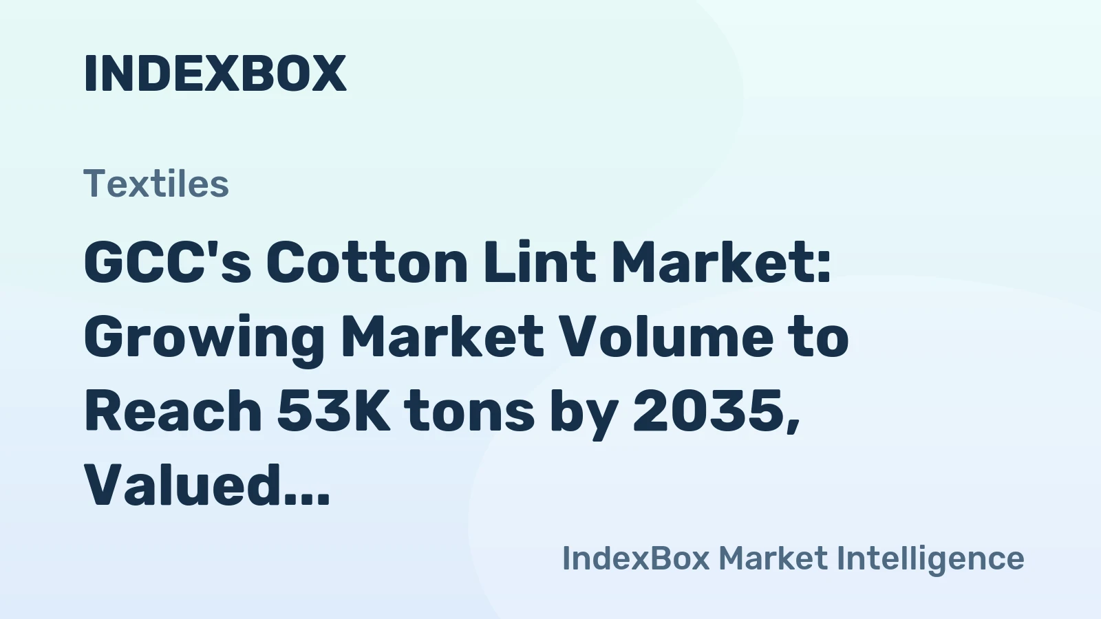 GCC's Cotton Lint Market: Growing Market Volume to Reach 53K tons by 2035, Valued at $111M