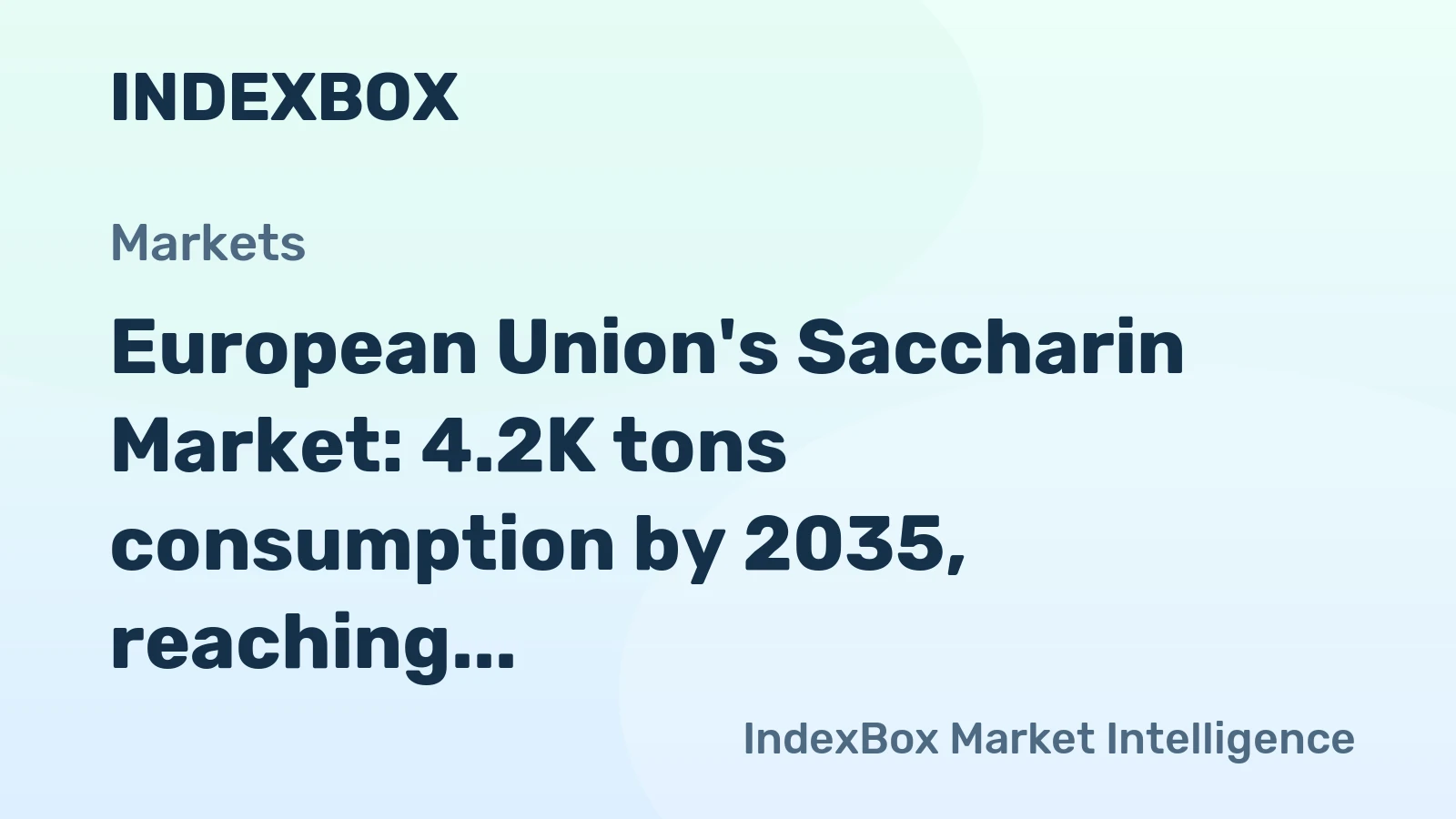European Union's Saccharin Market: 4.2K tons consumption by 2035, reaching $37M in value.