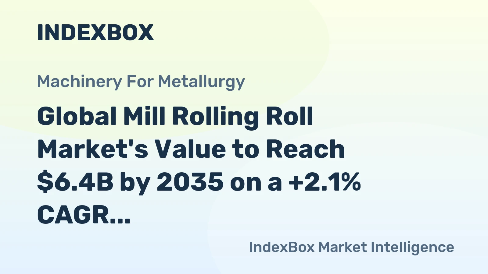Global Mill Rolling Roll Market's Value to Reach $6.4B by 2035 on a +2.1% CAGR