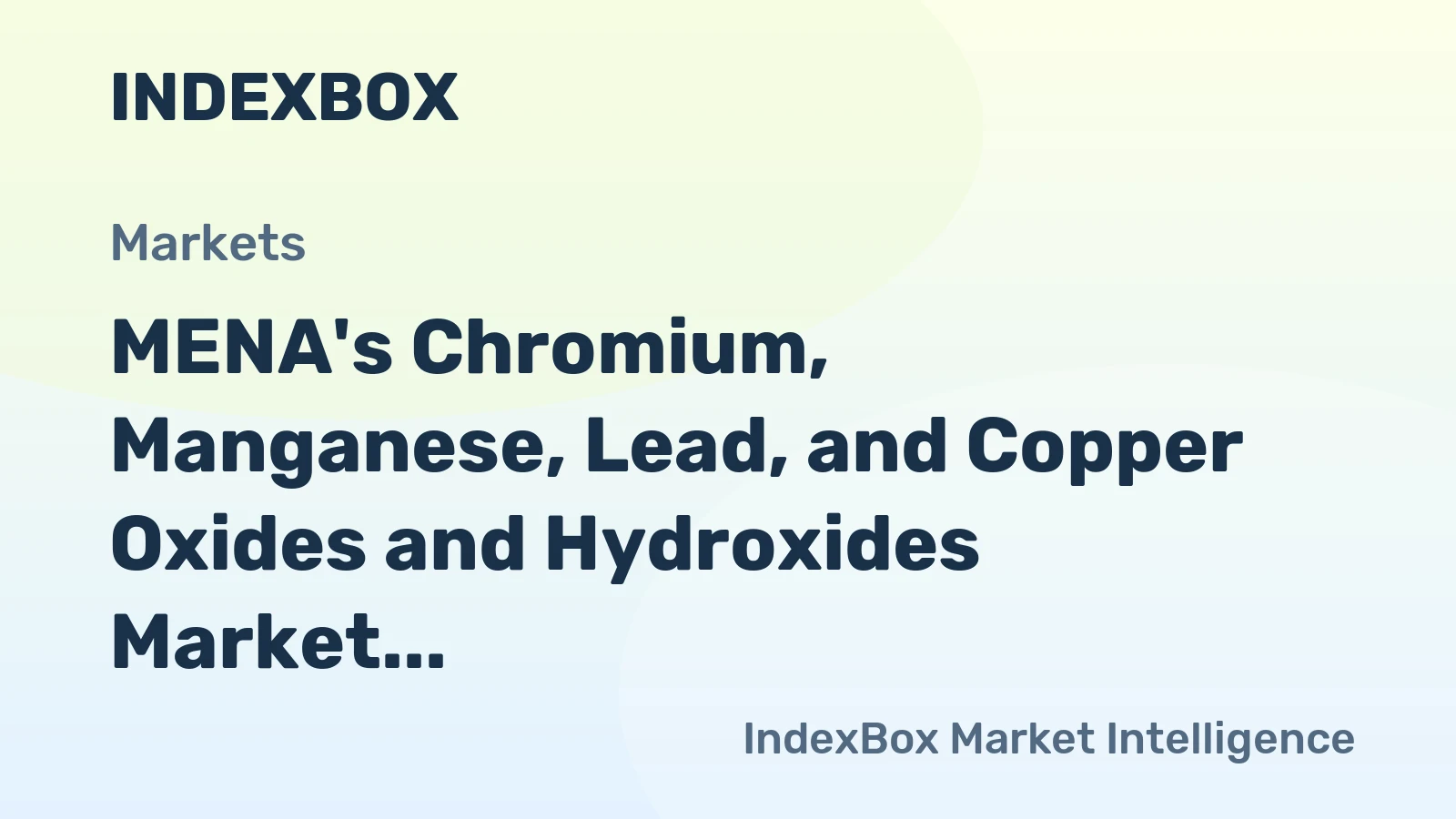 MENA's Chromium, Manganese, Lead, and Copper Oxides and Hydroxides Market to See 5.4% CAGR Growth by 2035