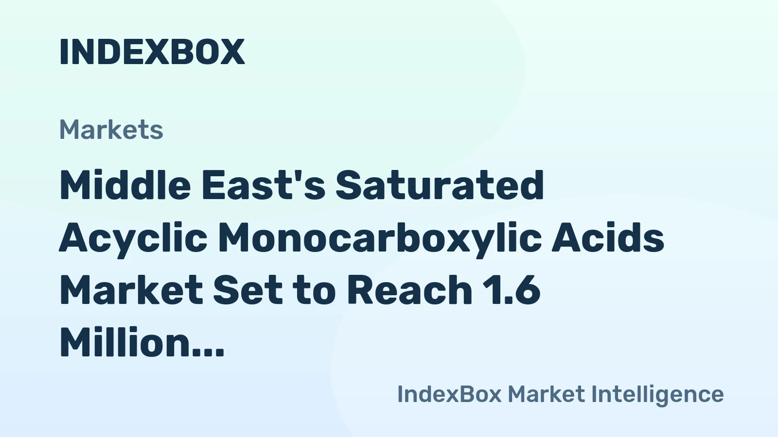 Middle East's Saturated Acyclic Monocarboxylic Acids Market Set to Reach 1.6 Million Tons and $2.2 Billion by 2035
