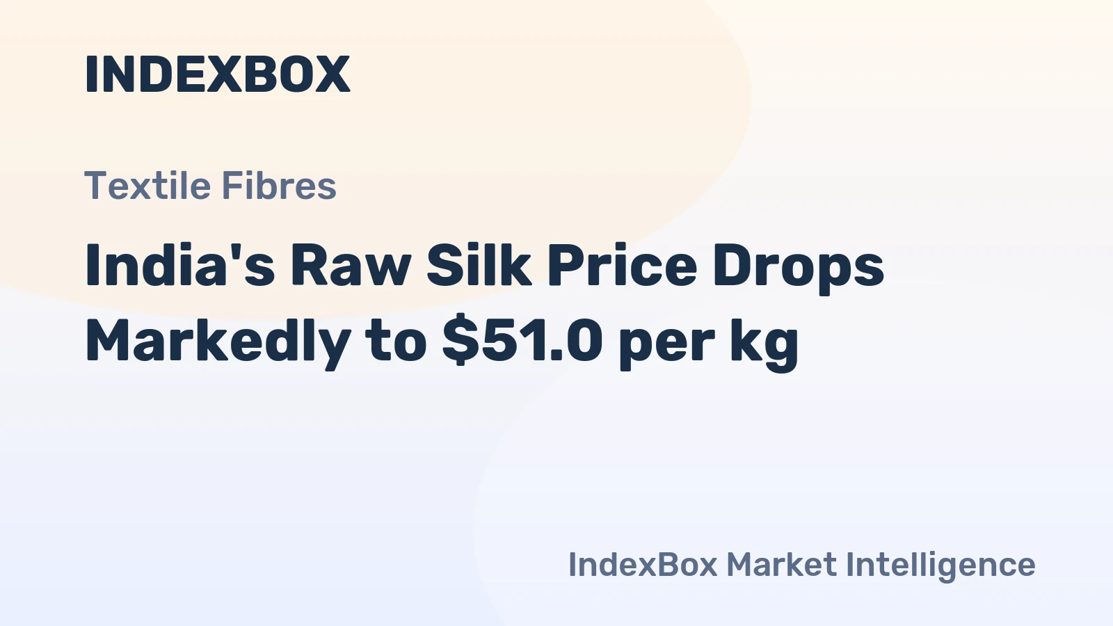 India's Raw Silk Price Drops Markedly to $51.0 per kg
