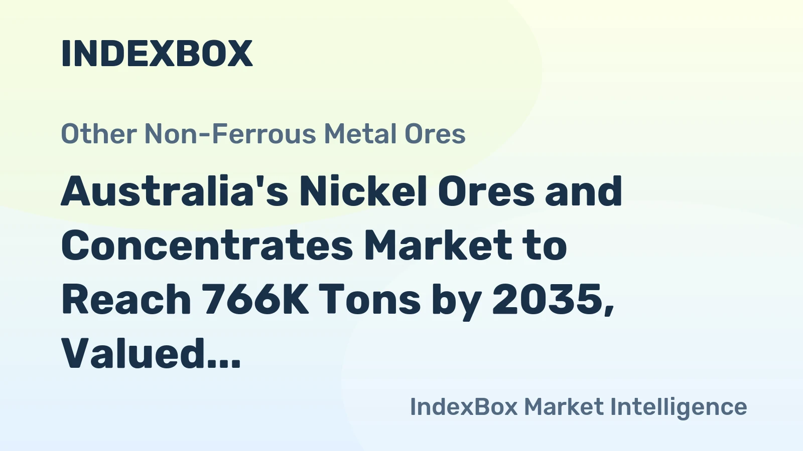 Australia's Nickel Ores and Concentrates Market to Reach 766K Tons by 2035, Valued at $1.9B
