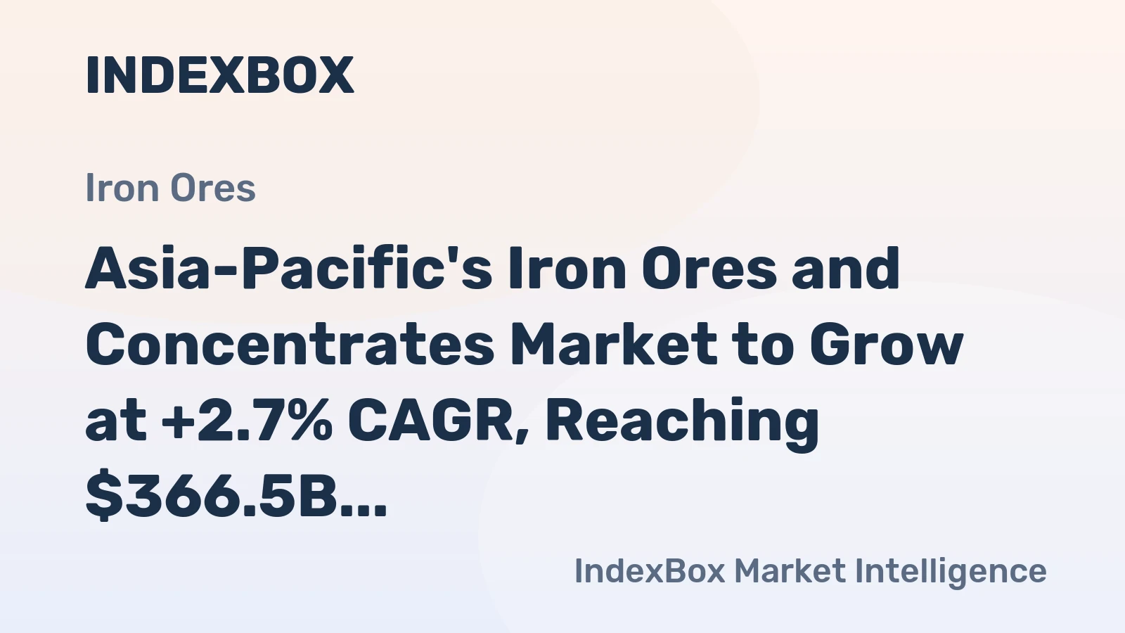 Asia-Pacific's Iron Ores and Concentrates Market to Grow at +2.7% CAGR, Reaching $366.5B by 2035