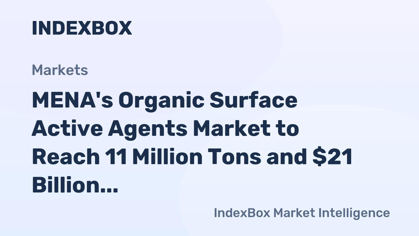 MENA's Organic Surface Active Agents Market to Reach 11 Million Tons and $21 Billion by 2035
