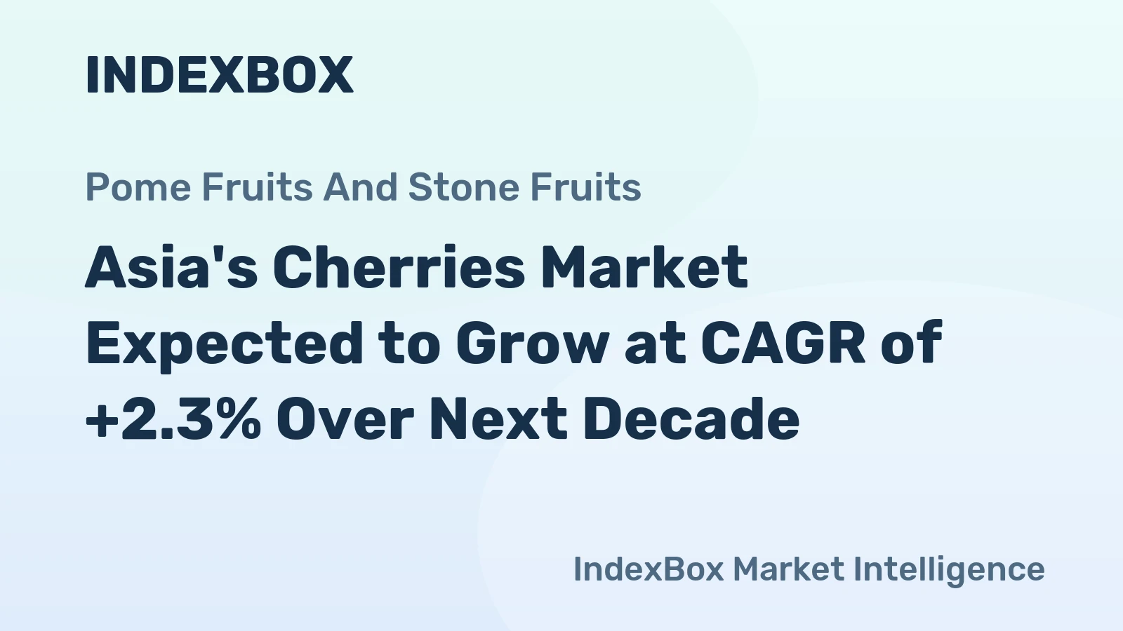 Asia's Cherries Market Expected to Grow at CAGR of +2.3% Over Next Decade