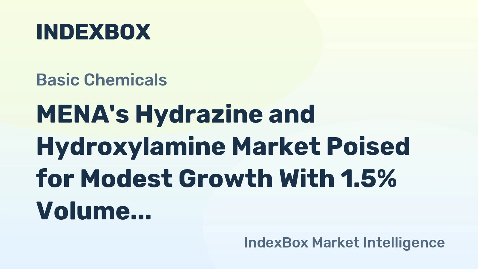 MENA's Hydrazine and Hydroxylamine Market Poised for Modest Growth With 1.5% Volume CAGR