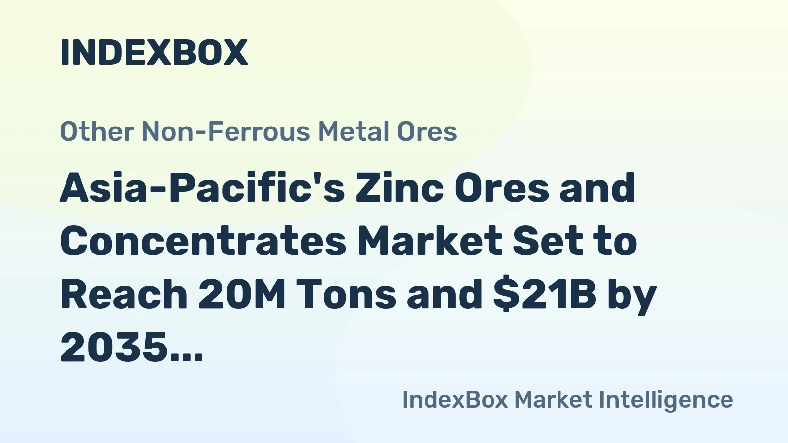 Asia-Pacific's Zinc Ores and Concentrates Market Set to Reach 20M Tons and $21B by 2035