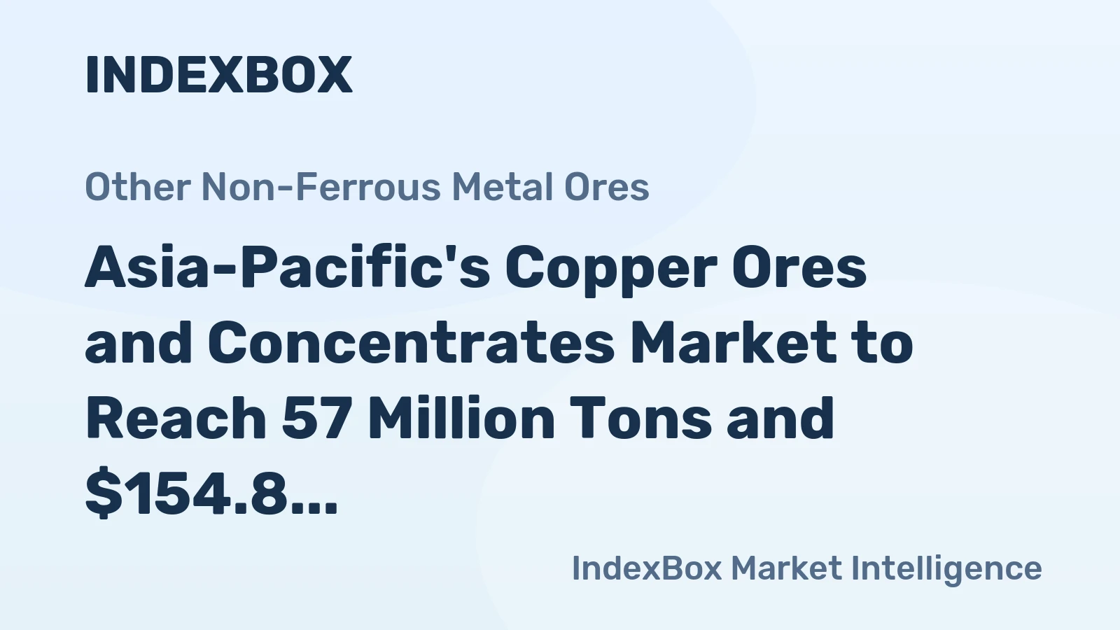 Asia-Pacific's Copper Ores and Concentrates Market to Reach 57 Million Tons and $154.8 Billion by 2035