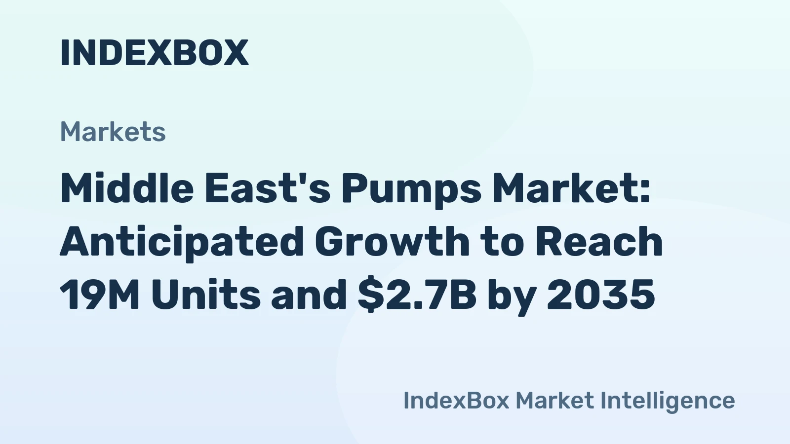 Middle East's Pumps Market: Anticipated Growth to Reach 19M Units and $2.7B by 2035