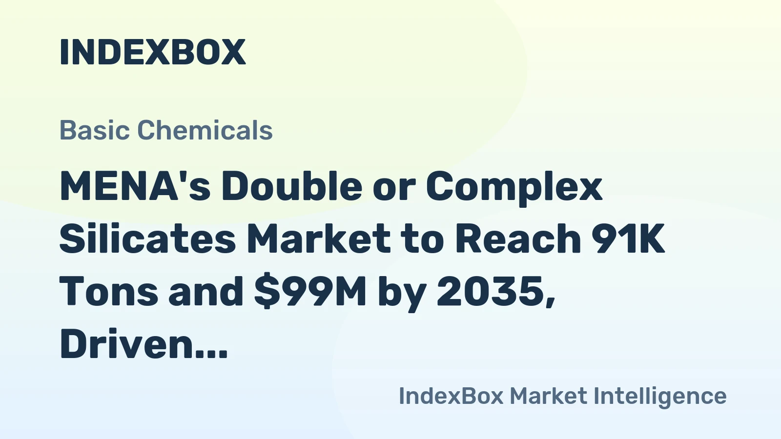 MENA's Double or Complex Silicates Market to Reach 91K Tons and $99M by 2035, Driven by Rising Demand