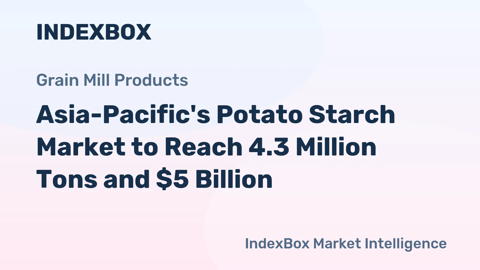 Asia-Pacific's Potato Starch Market to Reach 4.3 Million Tons and $5 Billion