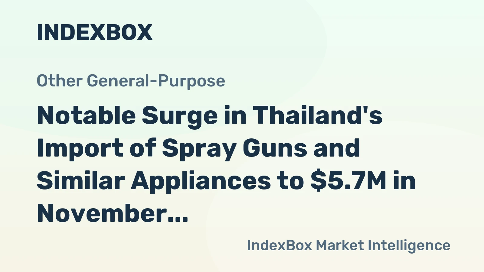 Notable Surge in Thailand's Import of Spray Guns and Similar Appliances to $5.7M in November 2023