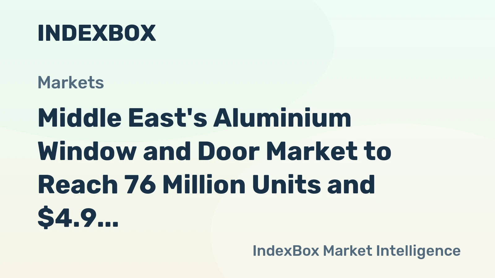 Middle East's Aluminium Window and Door Market to Reach 76 Million Units and $4.9 Billion by 2035