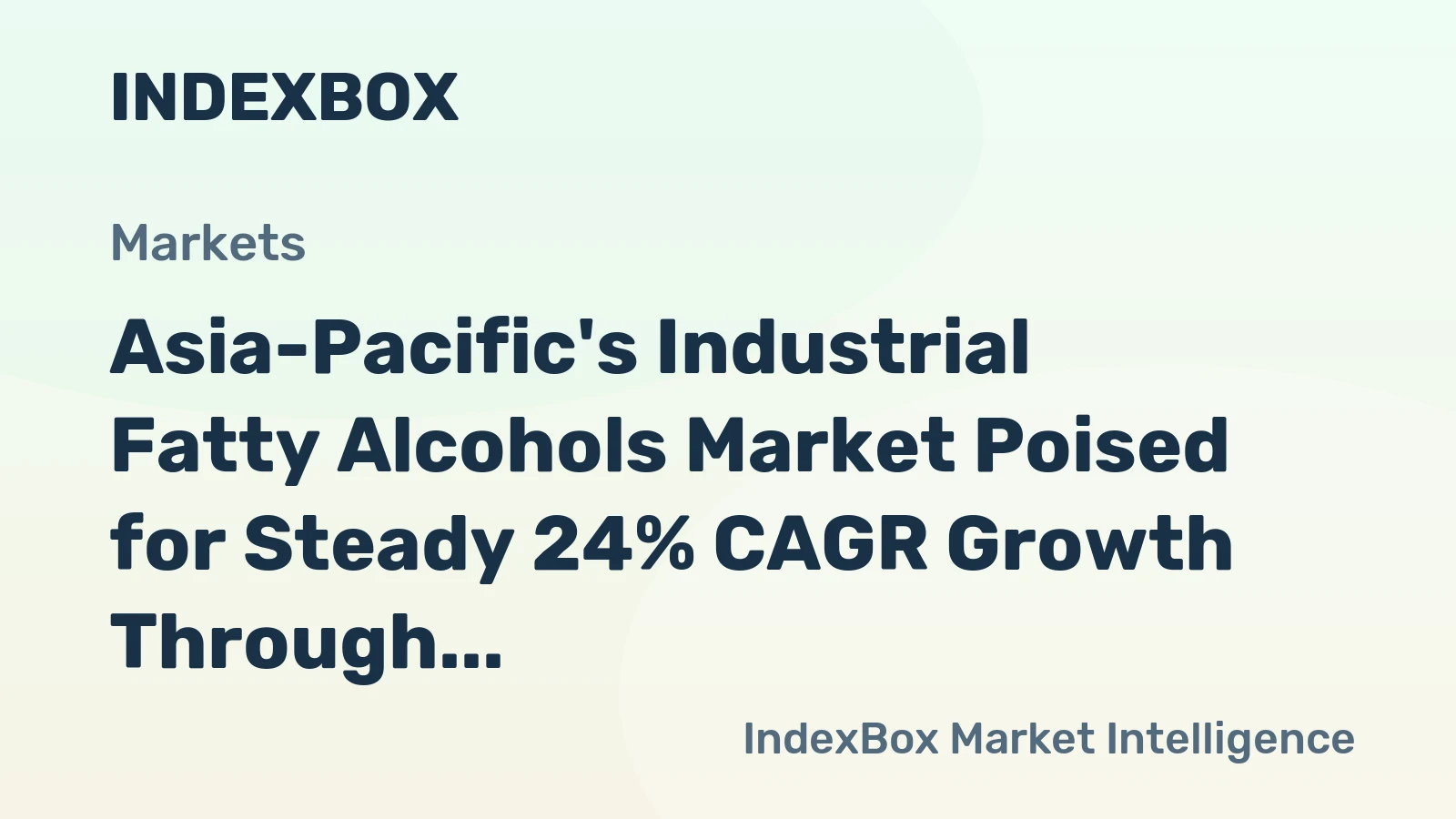 Asia-Pacific's Industrial Fatty Alcohols Market Poised for Steady 24% CAGR Growth Through 2035