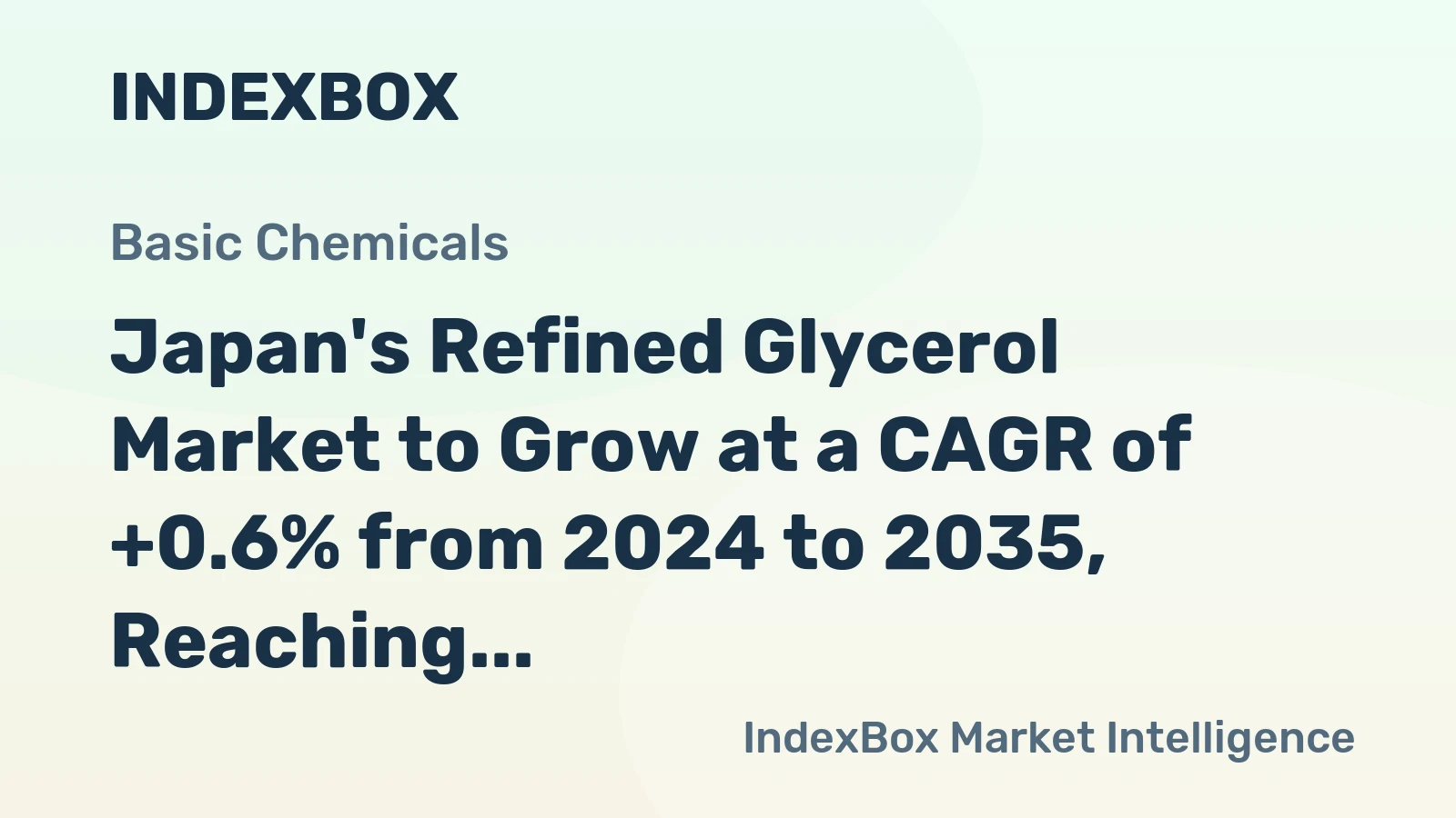 Japan's Refined Glycerol Market to Grow at a CAGR of +0.6% from 2024 to 2035, Reaching $89M by 2035