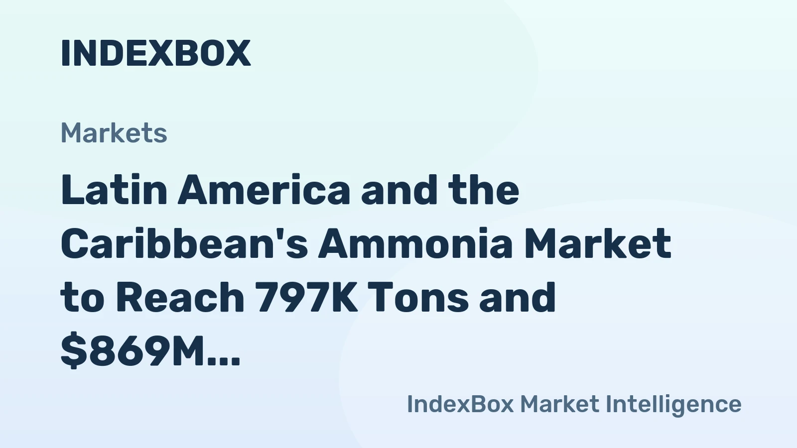 Latin America and the Caribbean's Ammonia Market to Reach 797K Tons and $869M by 2035