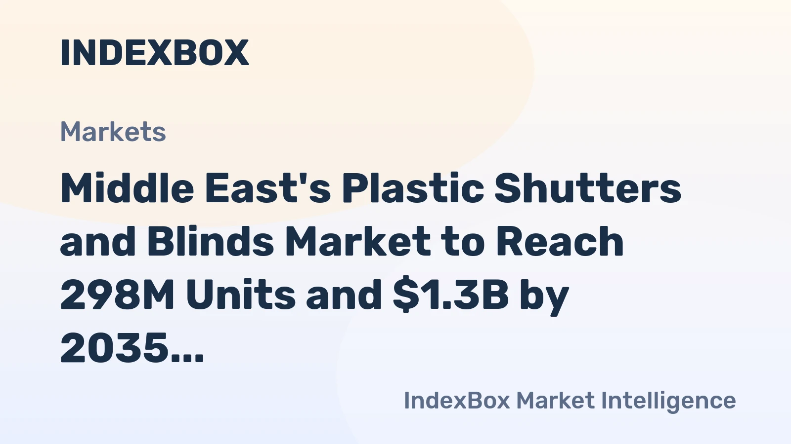 Middle East's Plastic Shutters and Blinds Market to Reach 298M Units and $1.3B by 2035