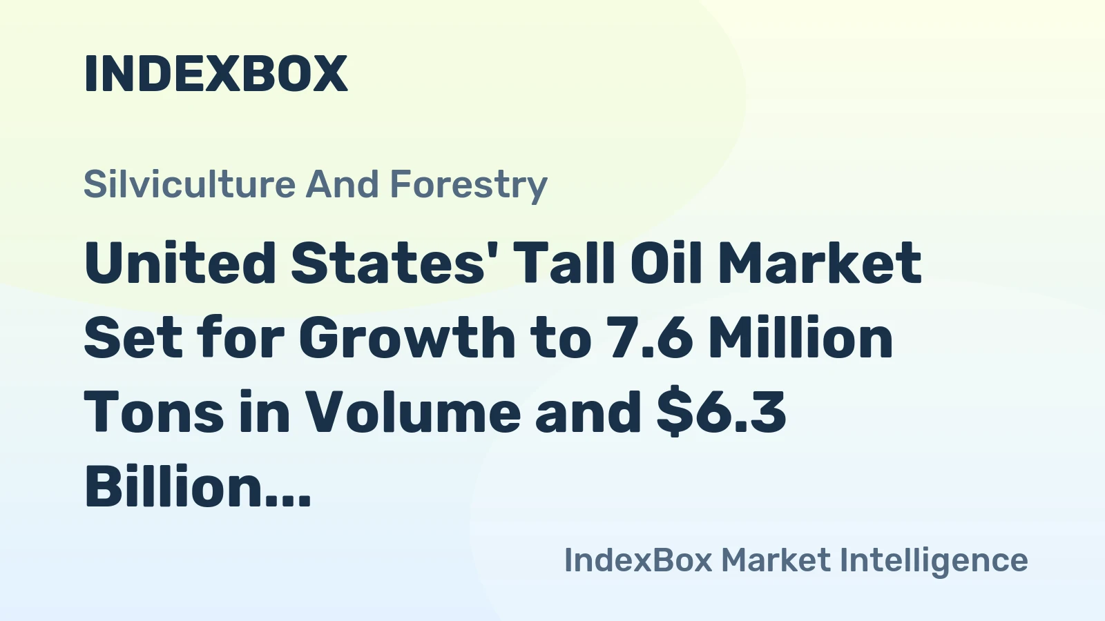 United States' Tall Oil Market Set for Growth to 7.6 Million Tons in Volume and $6.3 Billion in Value by 2035