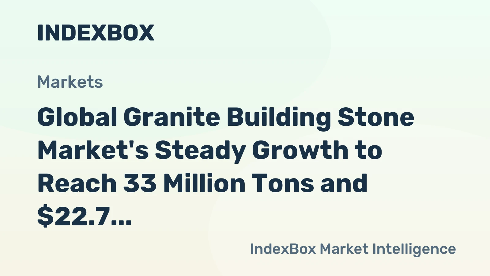 Global Granite Building Stone Market's Steady Growth to Reach 33 Million Tons and $22.7 Billion by 2035