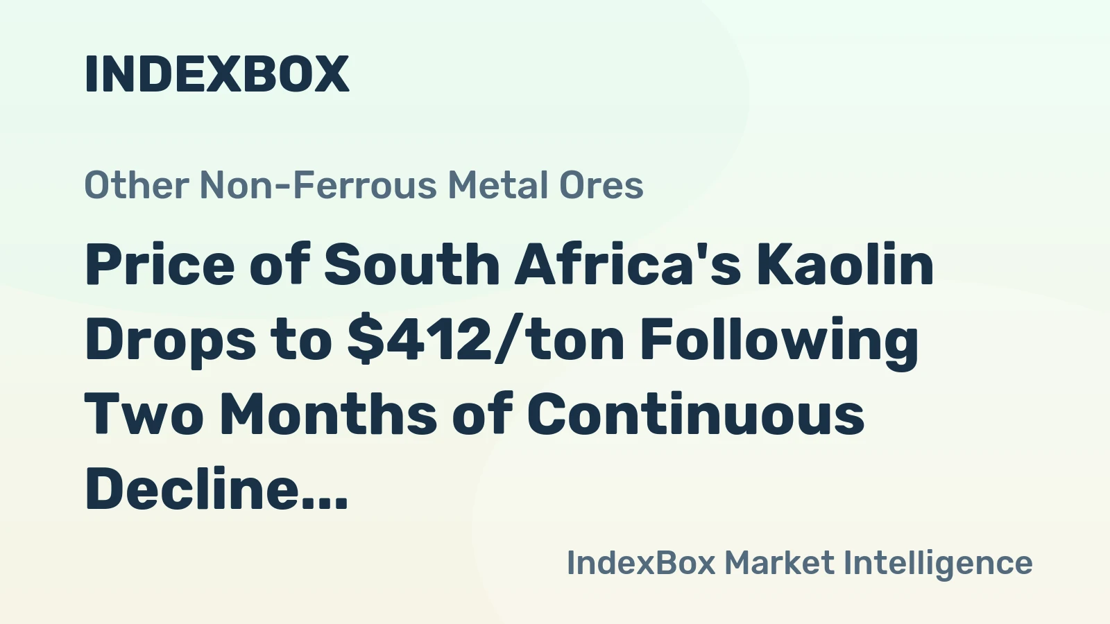 Price of South Africa's Kaolin Drops to $412/ton Following Two Months of Continuous Decline