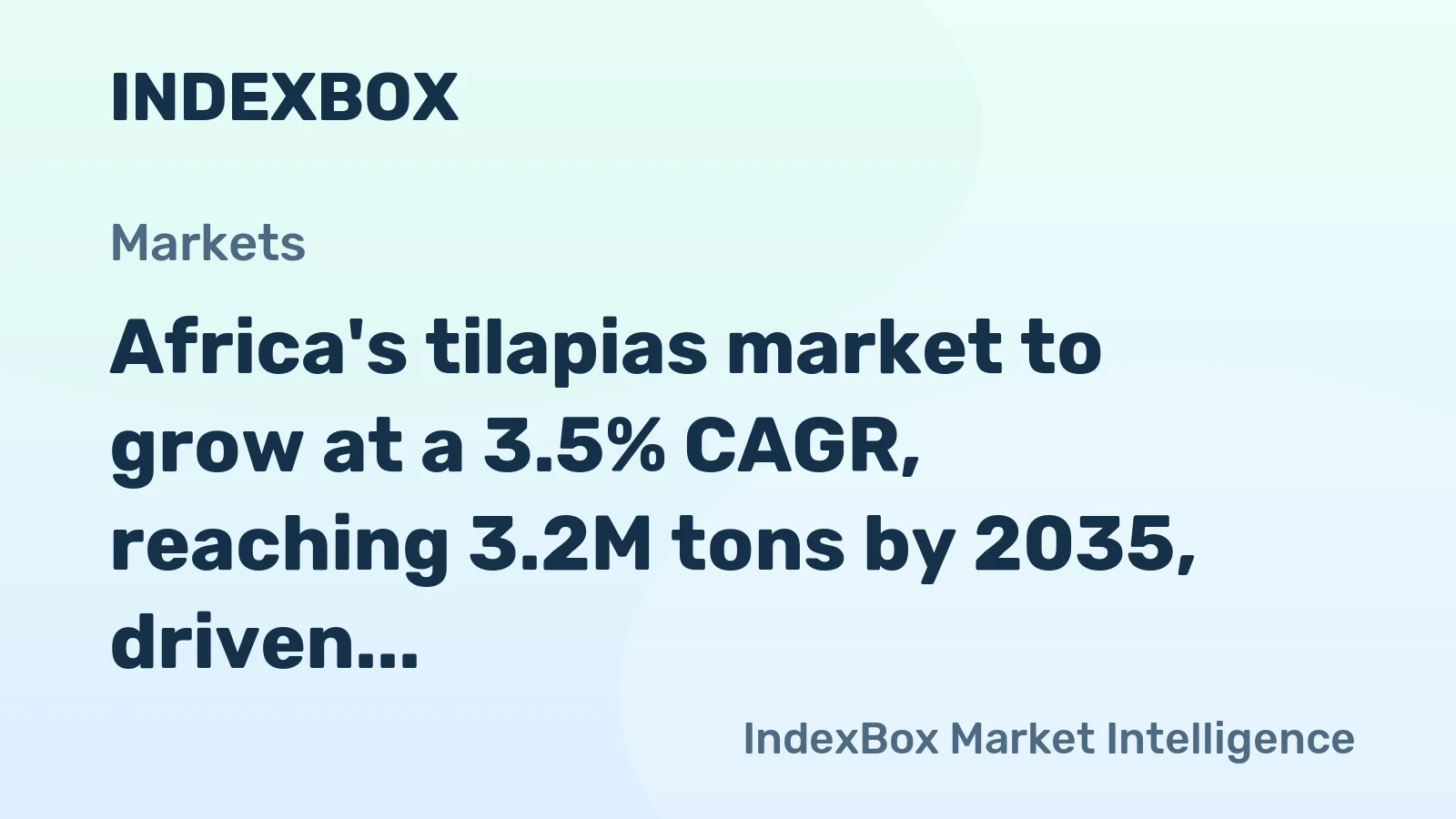 Africa's tilapias market to grow at a 3.5% CAGR, reaching 3.2M tons by 2035, driven by rising demand.