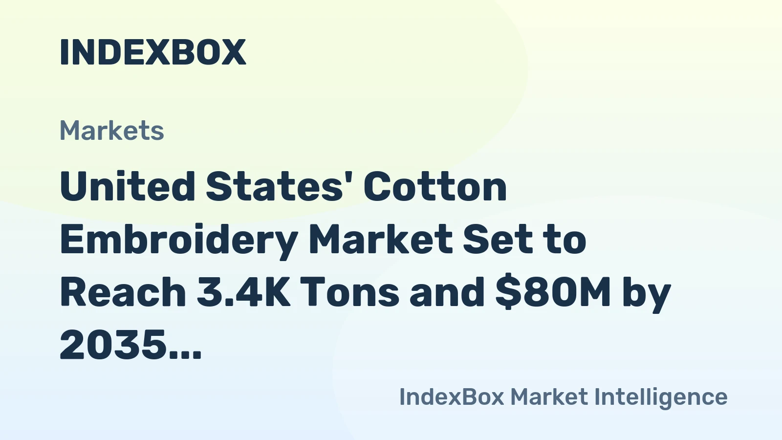 United States' Cotton Embroidery Market Set to Reach 3.4K Tons and $80M by 2035
