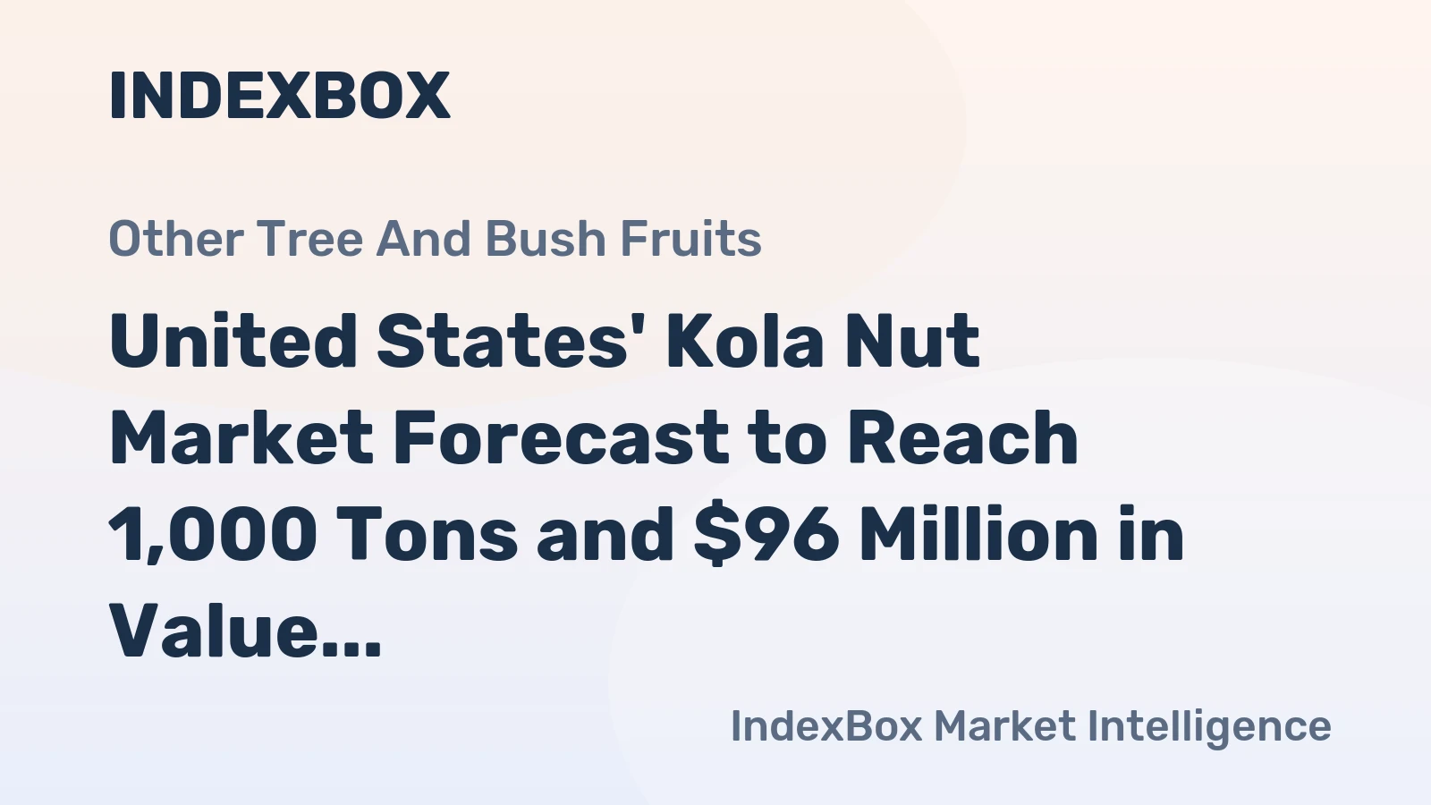 United States' Kola Nut Market Forecast to Reach 1,000 Tons and $96 Million in Value