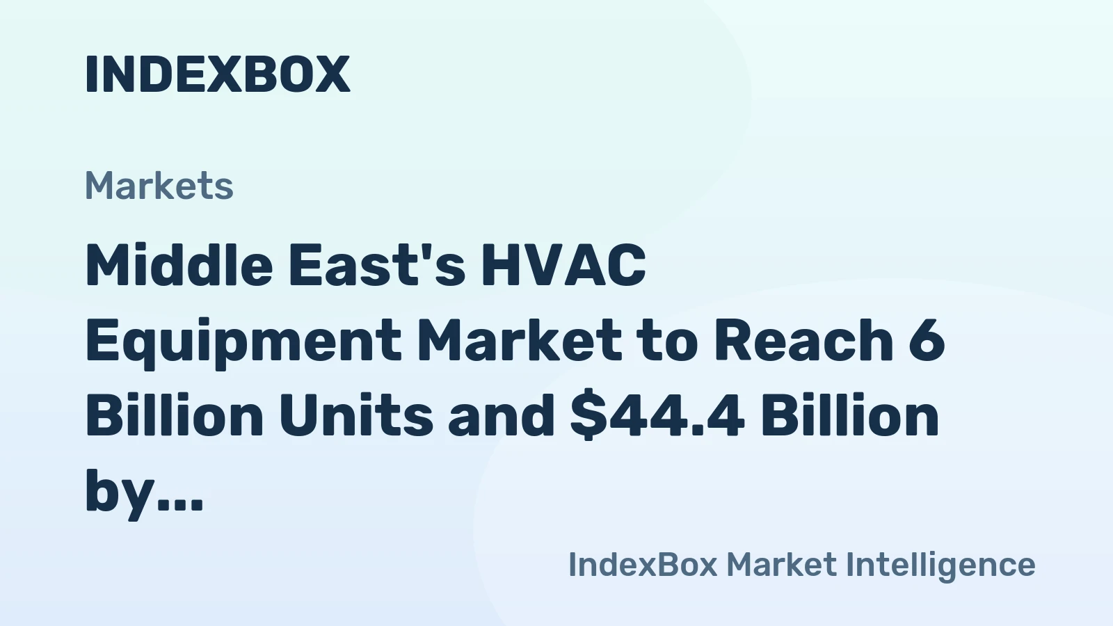 Middle East's HVAC Equipment Market to Reach 6 Billion Units and $44.4 Billion by 2035