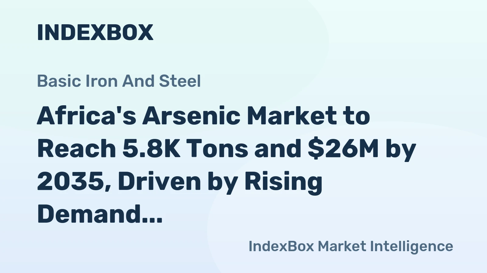 Africa's Arsenic Market to Reach 5.8K Tons and $26M by 2035, Driven by Rising Demand