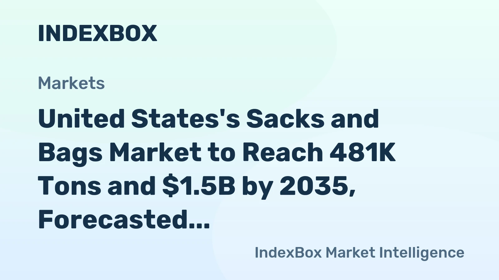 United States's Sacks and Bags Market to Reach 481K Tons and $1.5B by 2035, Forecasted to Grow at +1.9% and +2.6% CAGR Respectively