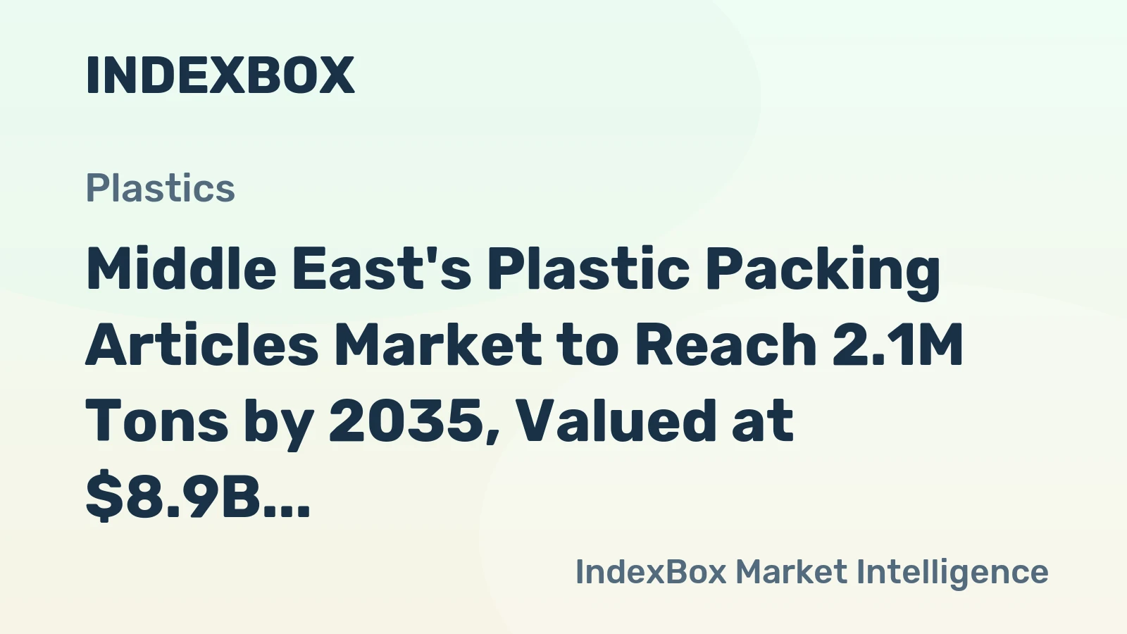 Middle East's Plastic Packing Articles Market to Reach 2.1M Tons by 2035, Valued at $8.9B