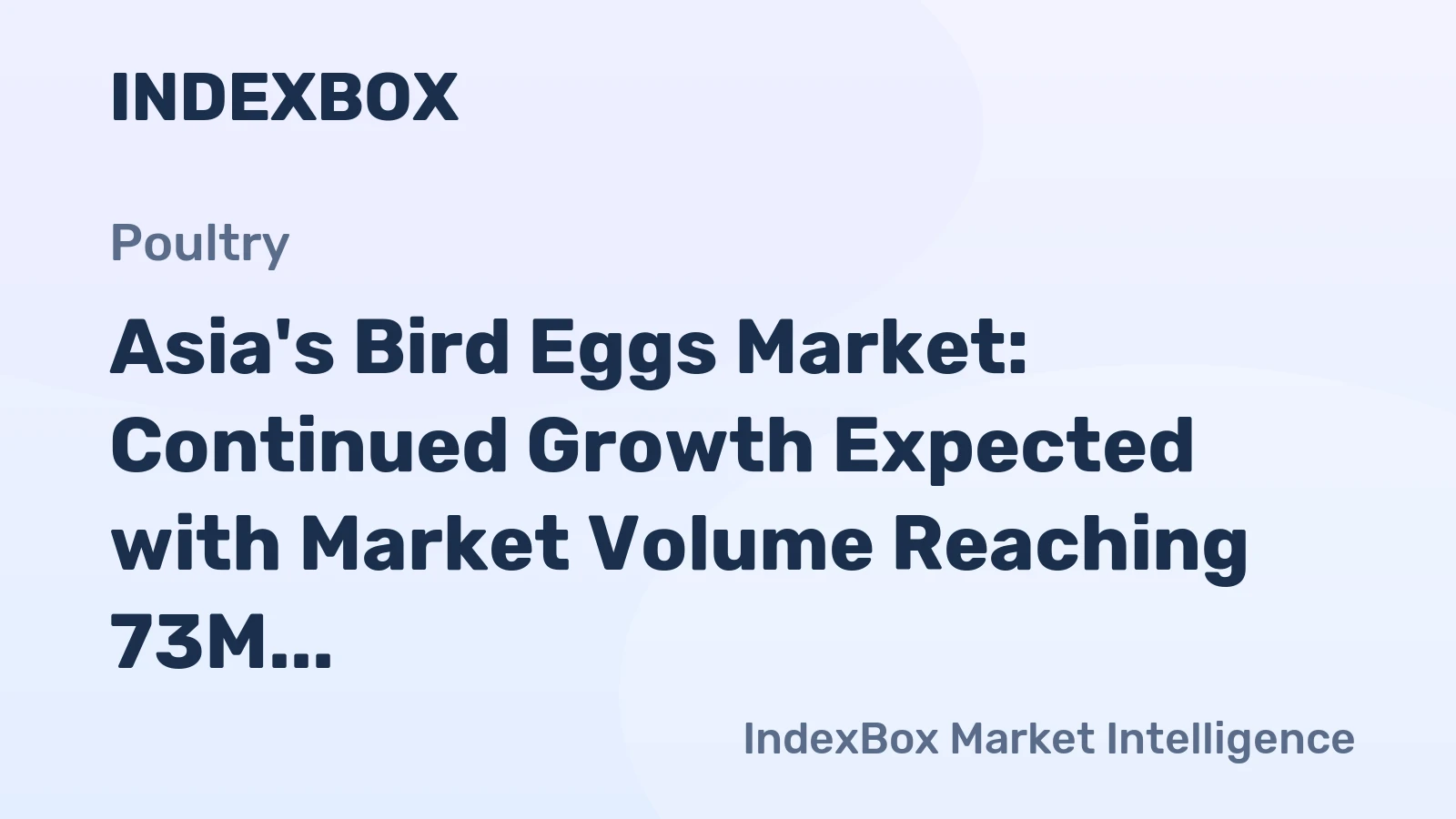 Asia's Bird Eggs Market: Continued Growth Expected with Market Volume Reaching 73M Tons and Market Value of $168.8B by 2035