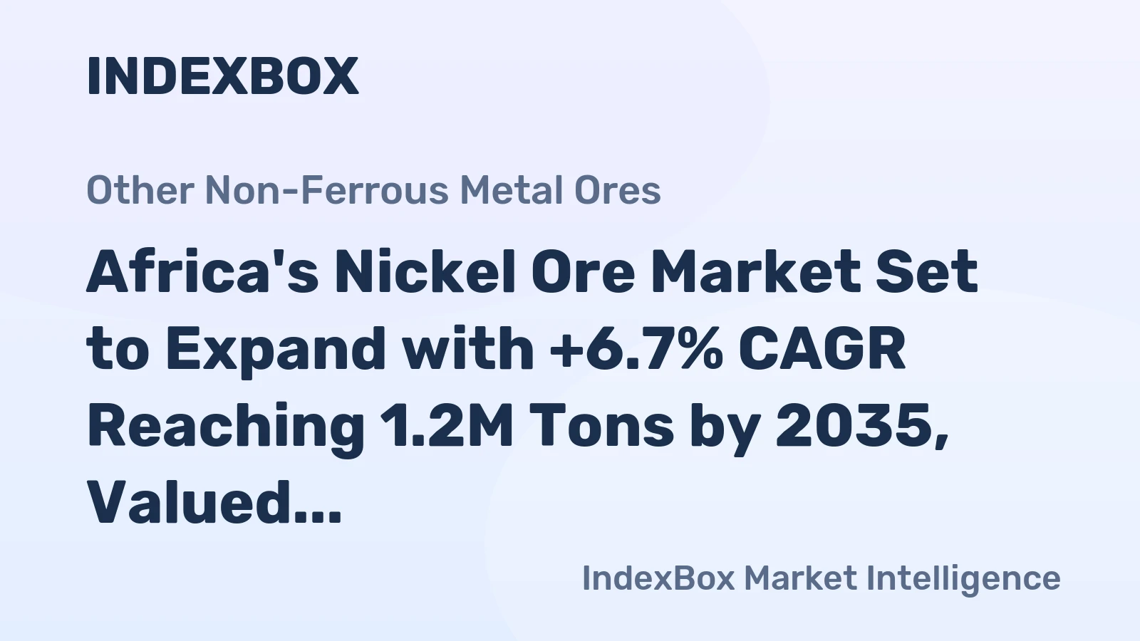 Africa's Nickel Ore Market Set to Expand with +6.7% CAGR Reaching 1.2M Tons by 2035, Valued at $1.2B