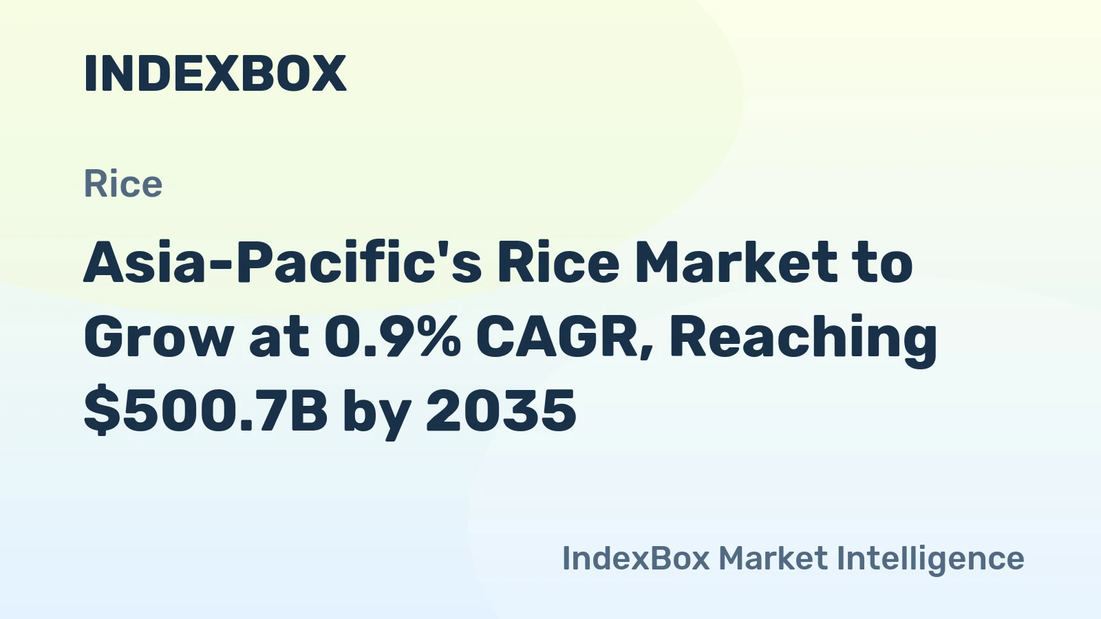 Asia-Pacific's Rice Market to Grow at 0.9% CAGR, Reaching $500.7B by 2035